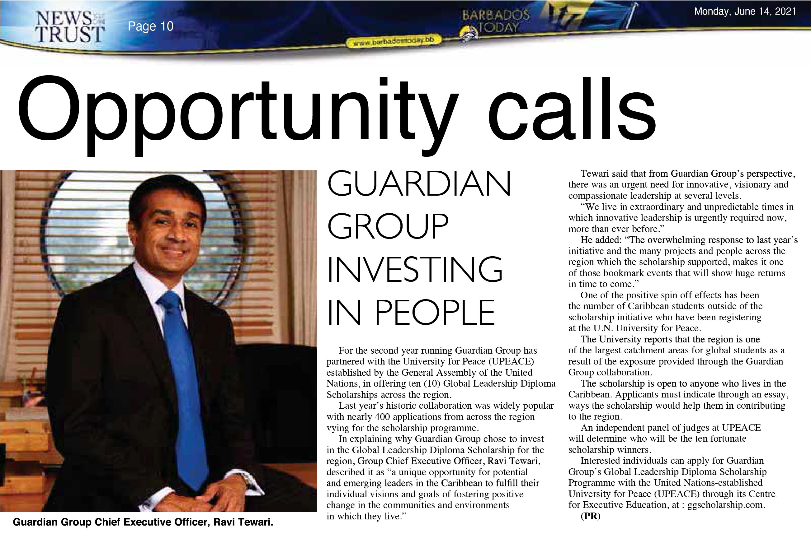 Guardian Group Investing In People - Global Leadership Diploma 2021